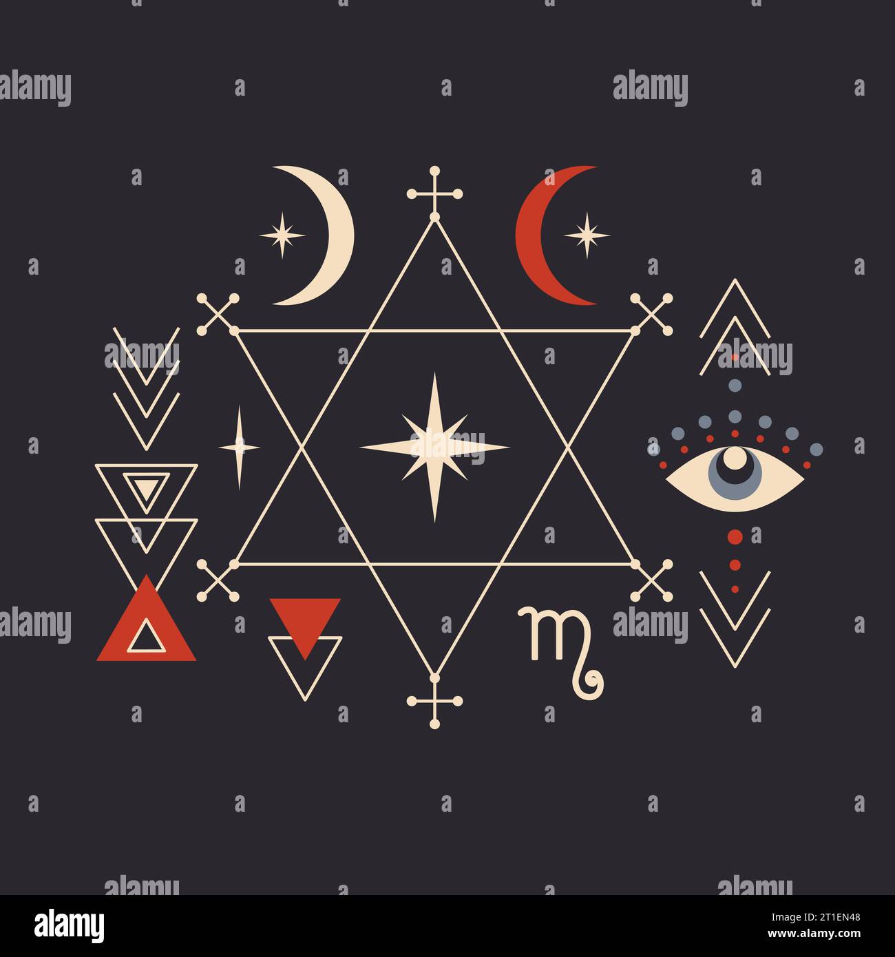 Witchcraft Esoteric Symbol with Pentagram and Moon Stock Vector Image ...