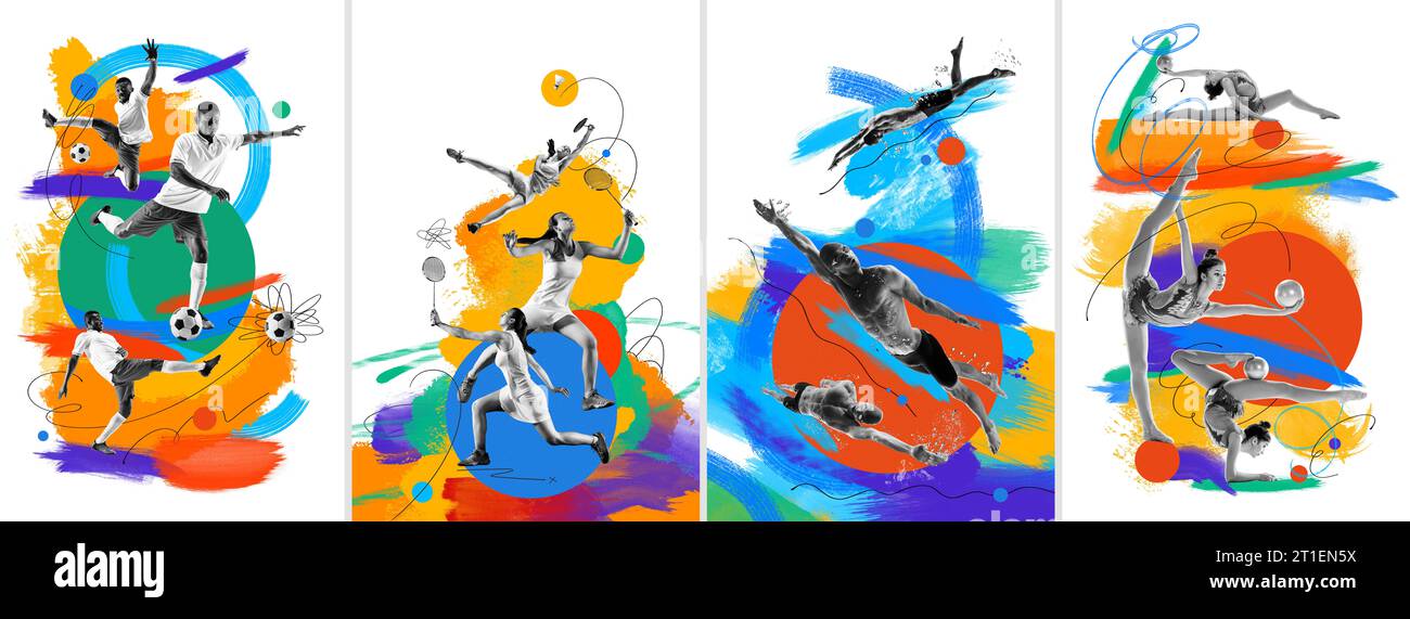 Diversity of sports. People, professional athletes of different kind of ...