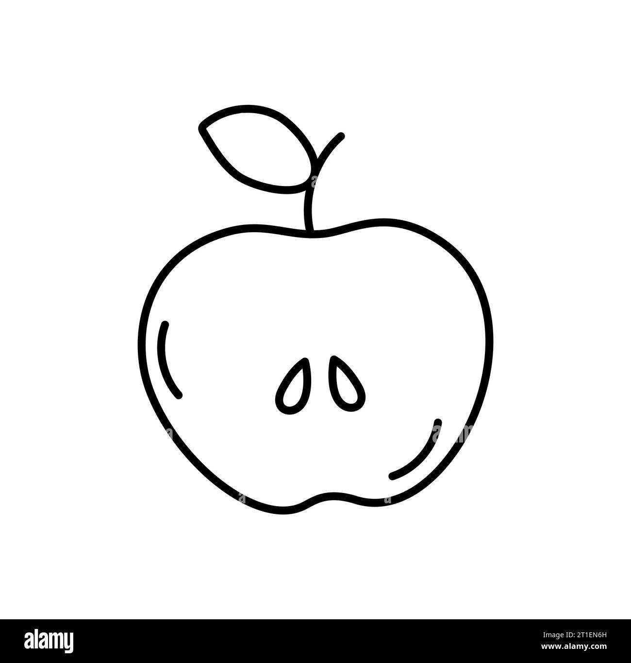 Half of Apple hand drawn line icon, outline fruit vector sign, linear ...