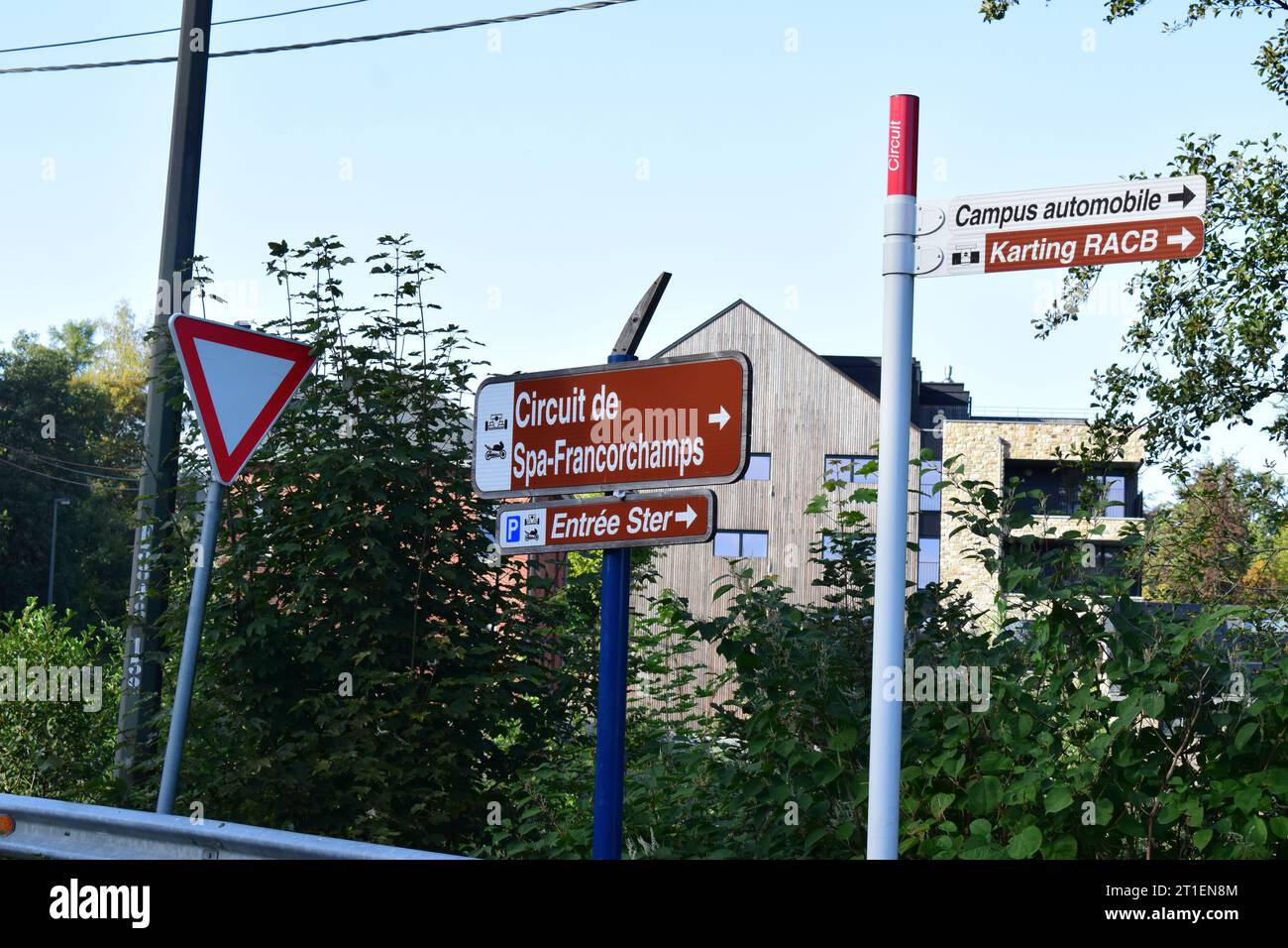 traffic signs towards the race track Spa Francorchamps Stock Photo - Alamy