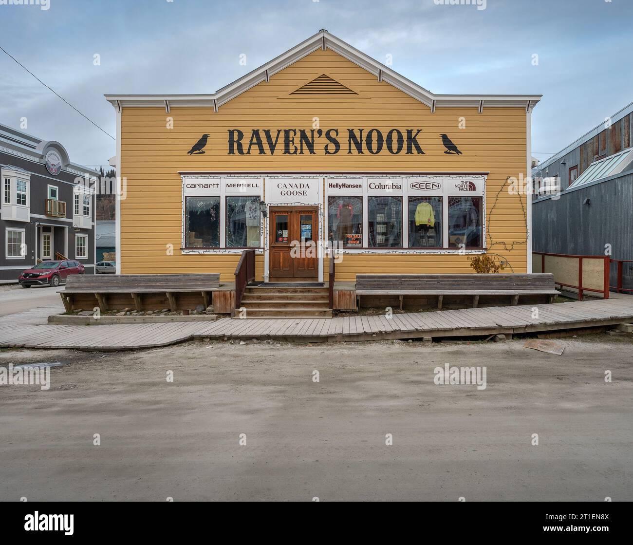 Dawson City, Yukon, Canada – October 05, 2023: Exterior of the business ...