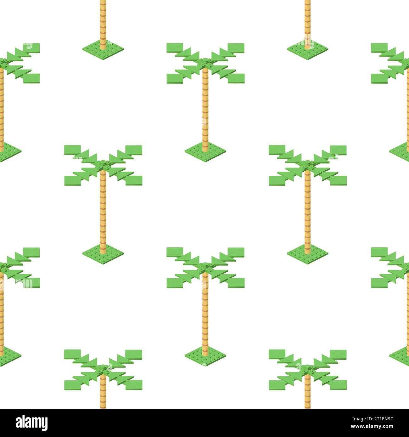 Pattern of palm trees in isometry on a white background. Vector Stock ...