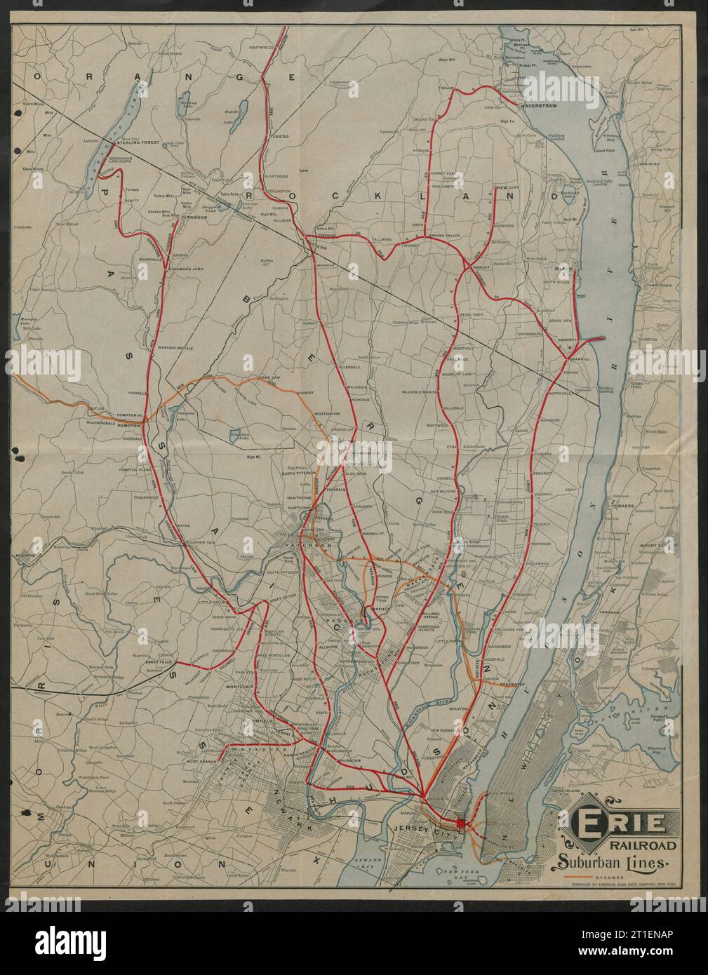 Erie Railroad suburban lines New Jersey-Manhattan ferries Hudson River ...