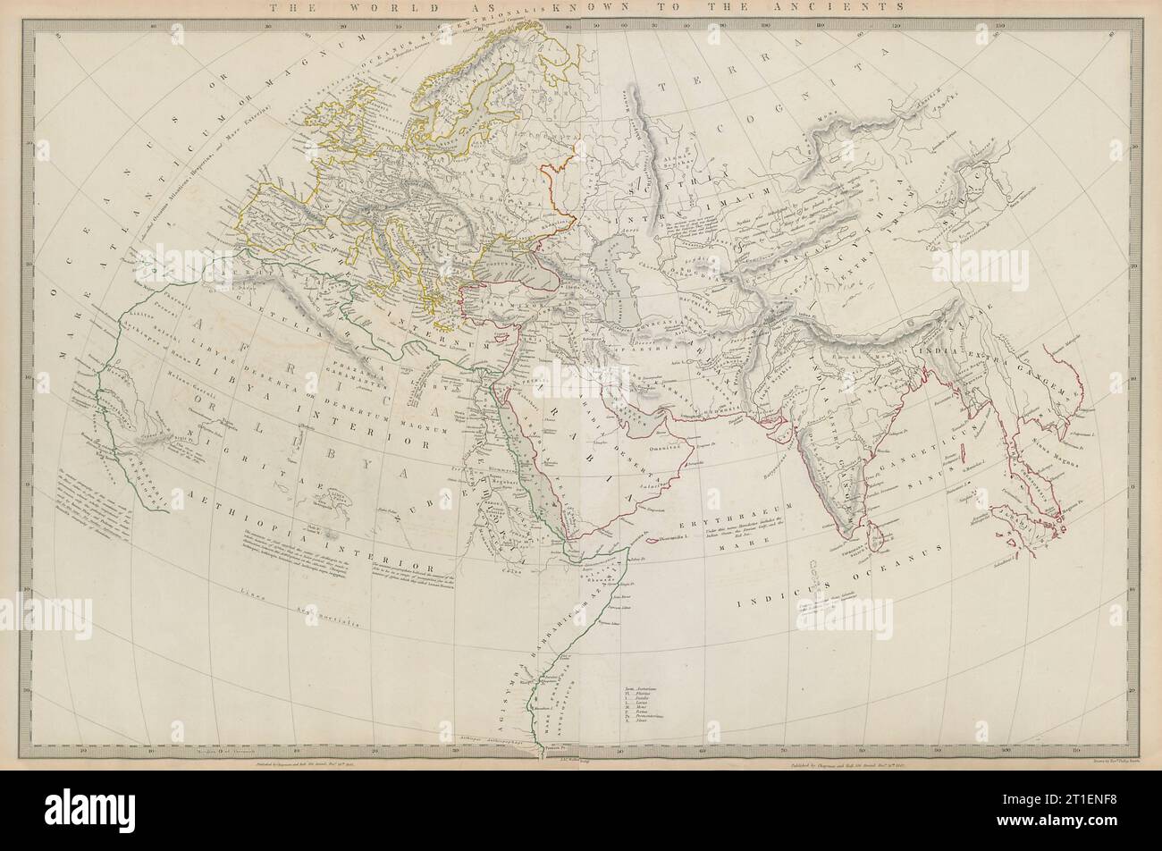 WORLD AS KNOWN TO ANCIENTS Herodotus Hanno Ptolemy Pliny SDUK 1844 old ...