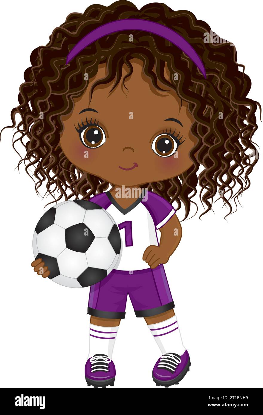 Vector Cute Little African American Girl Playing Soccer Stock Vector ...