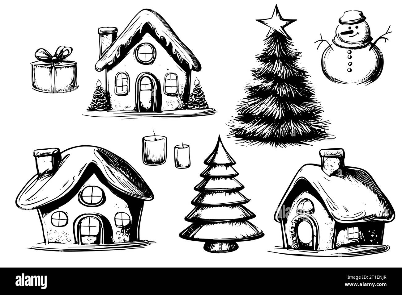 Christmas House Decorations Drawing