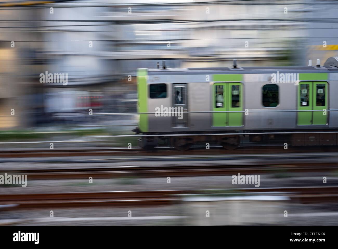 Tokyo, Japan. 13th Oct, 2023. The JR Yamenote-line approaching Shibuya ...