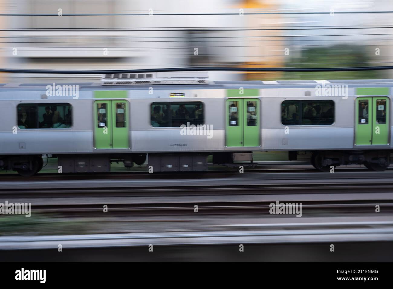 Tokyo, Japan. 13th Oct, 2023. The JR Yamenote-line approaching Shibuya ...