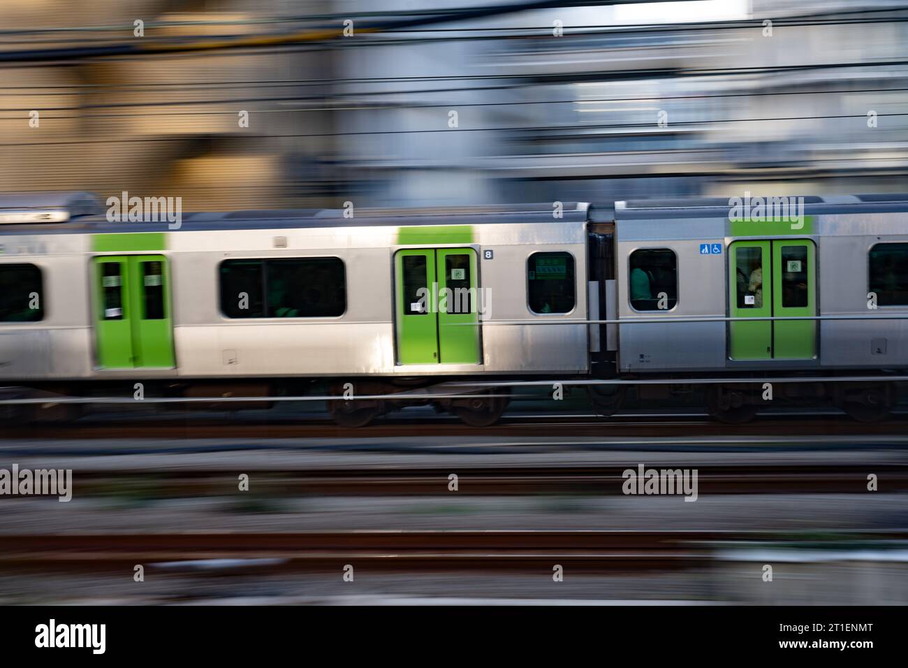 Tokyo, Japan. 13th Oct, 2023. The JR Yamenote-line approaching Shibuya ...