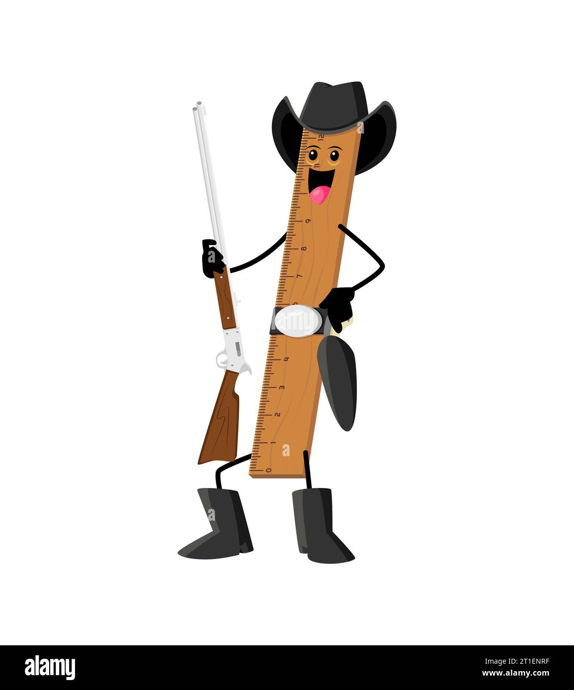 Cartoon ruler school supply cowboy, ranger, sheriff and robber ...