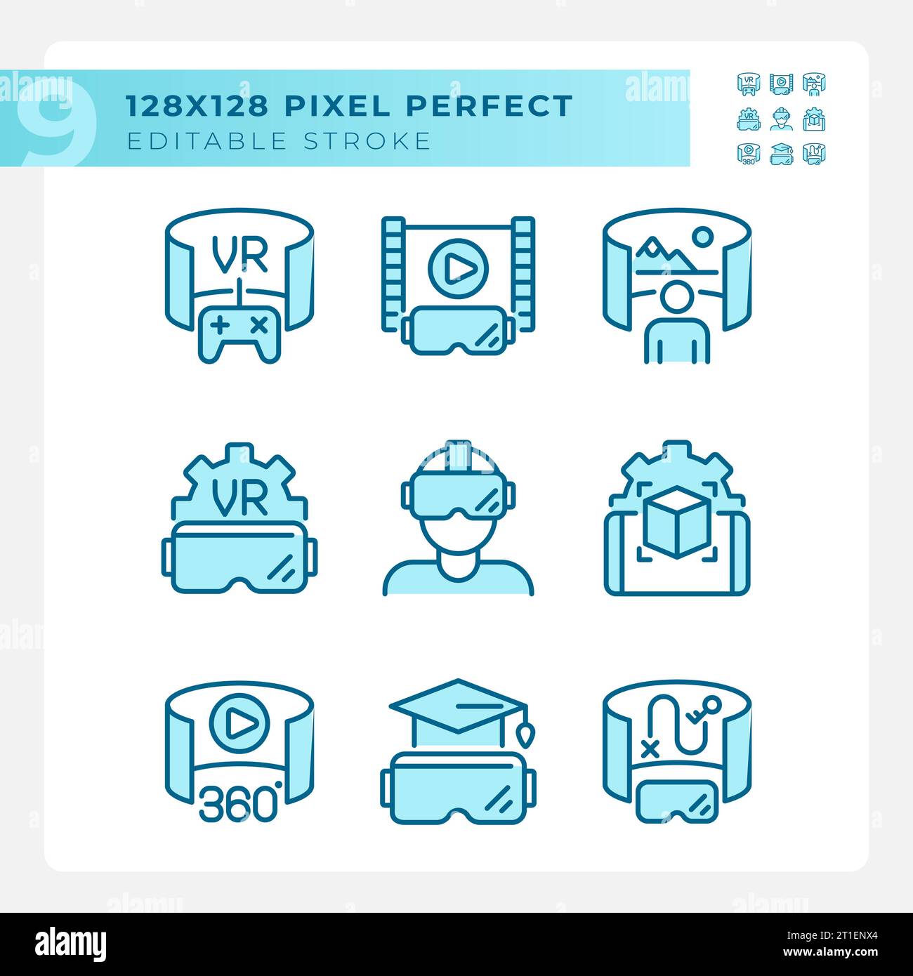 2D editable blue VR, AR and MR icons pack Stock Vector Image & Art - Alamy