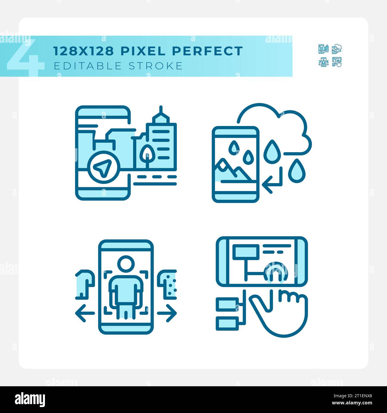 Pixel perfect blue VR, AR and MR thin line icons set Stock Vector Image & Art - Alamy
