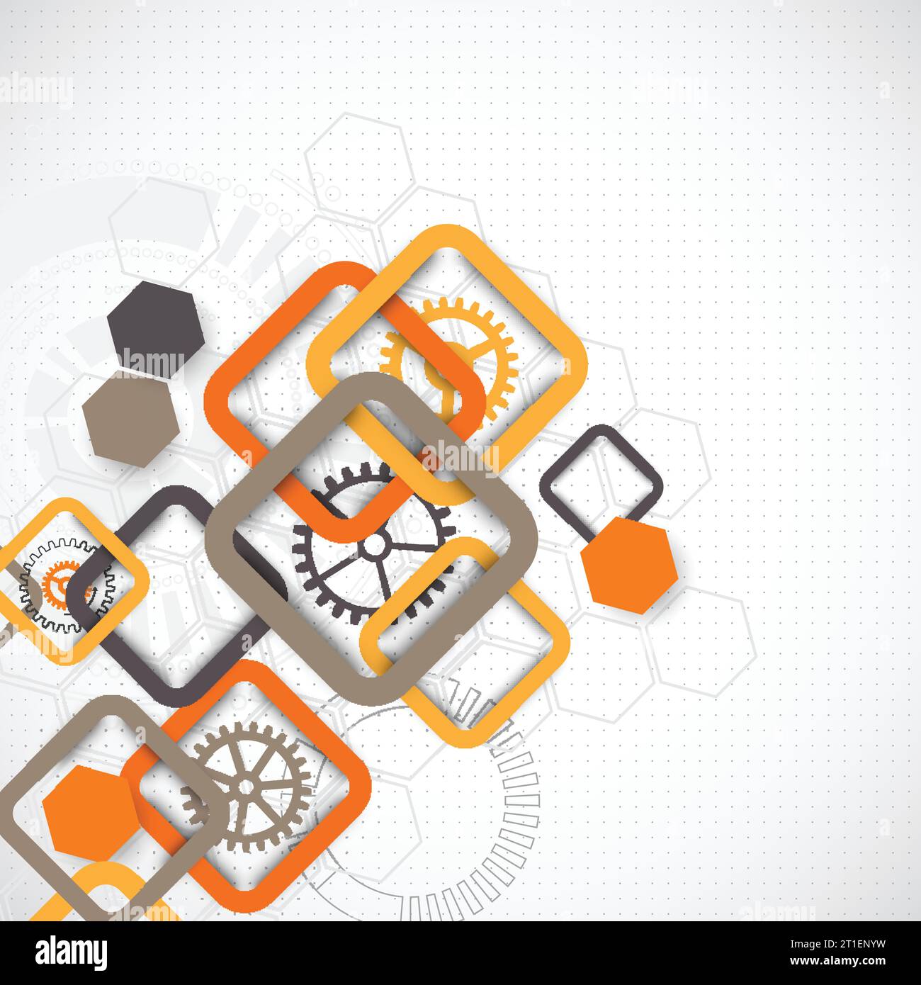 Abstract technology square background with cogwheels. Vector Stock ...