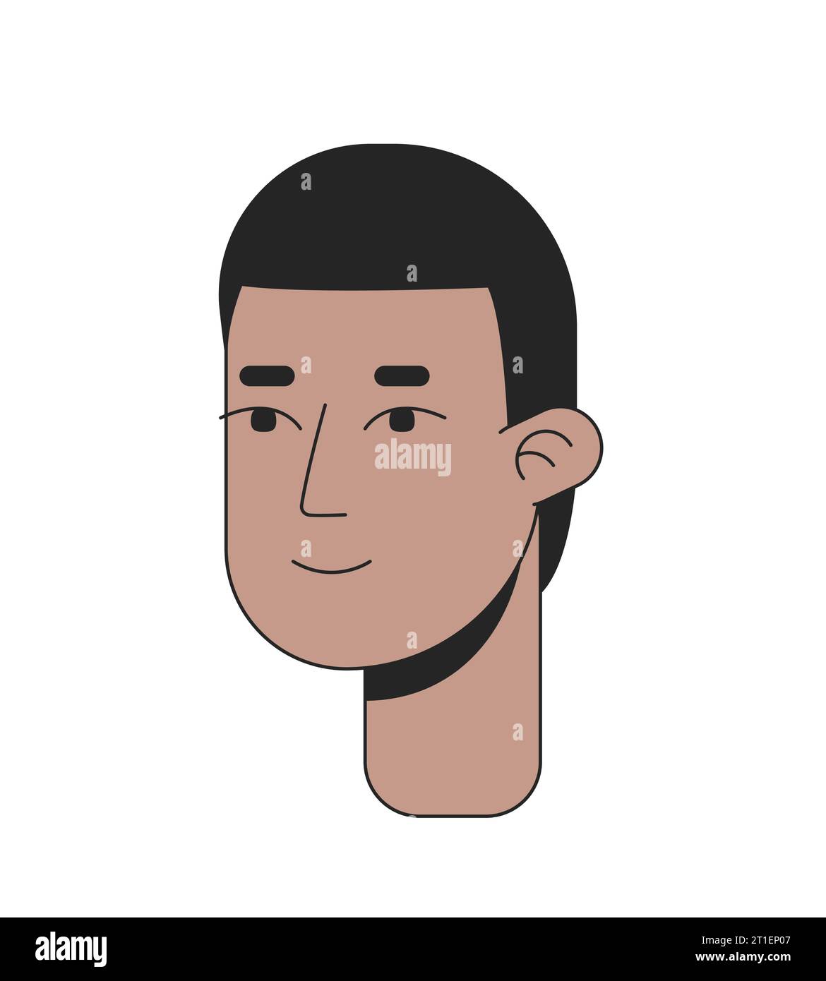 Short Haired Young Adult Black Man 2d Linear Cartoon Character Head