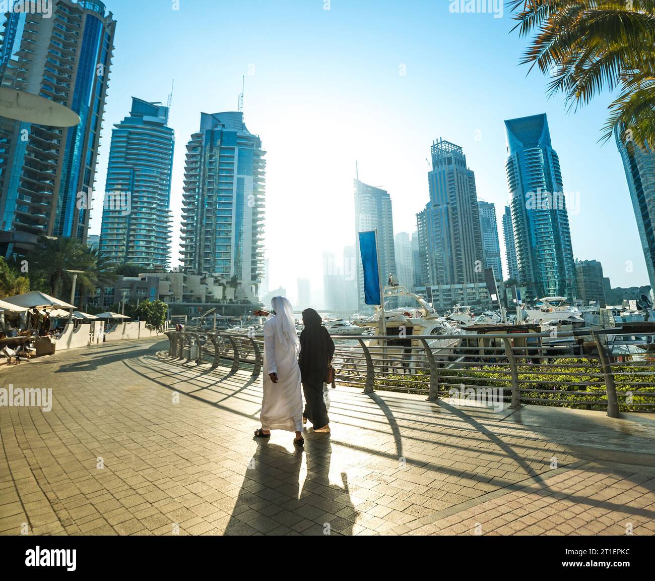 Modern buildings in Dubai Marina, Dubai, UAE. In the city of artificial ...