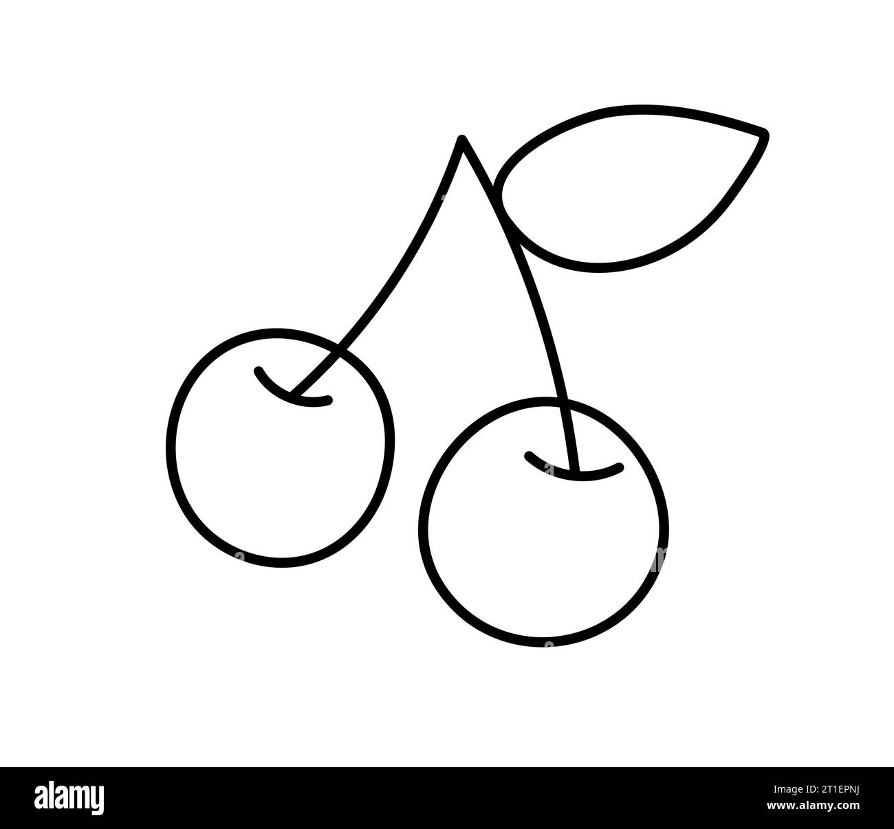 Hand drawn line two cherries fruit berries outline icon vector doodle ...