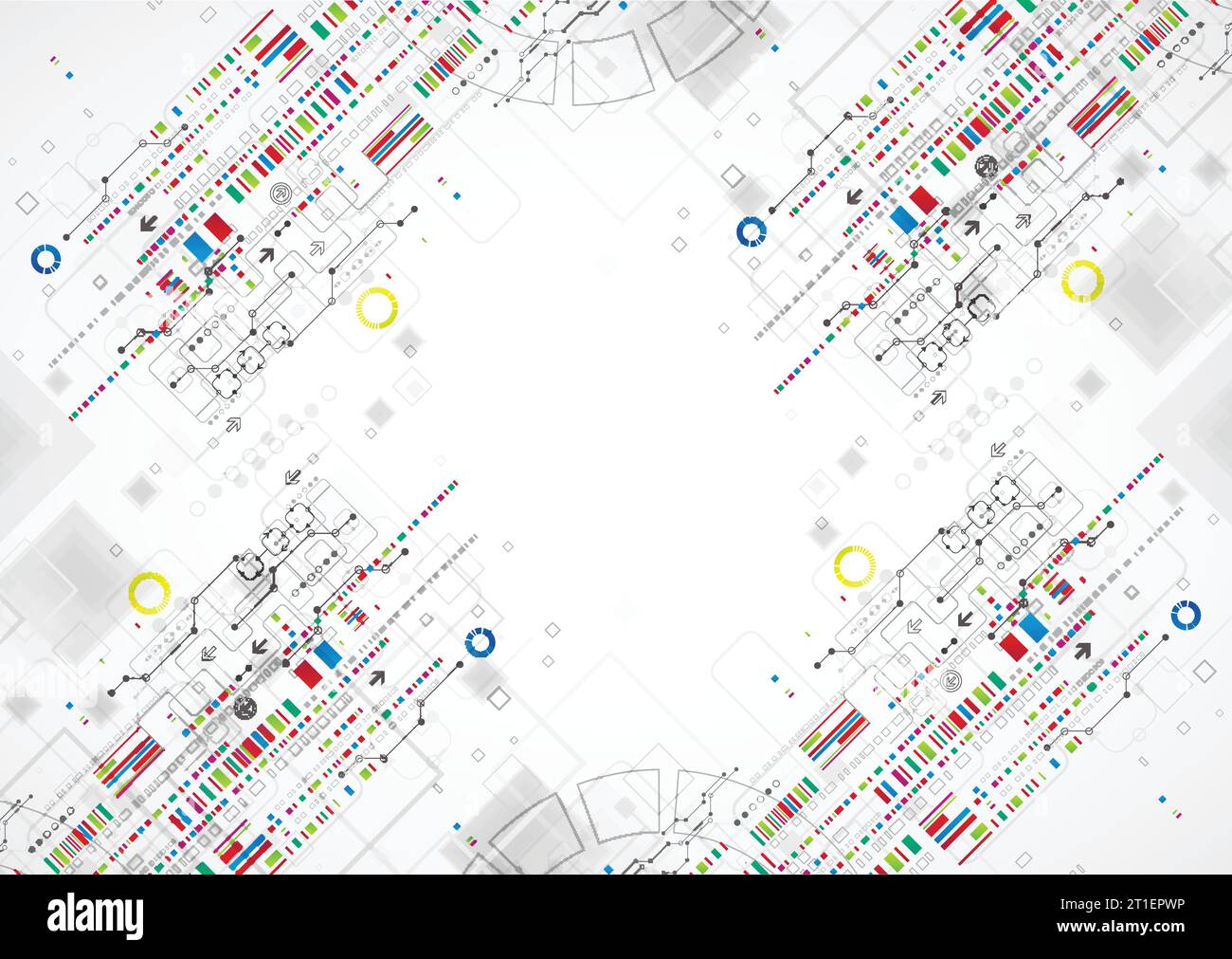 Abstract technology background with various technological elements ...