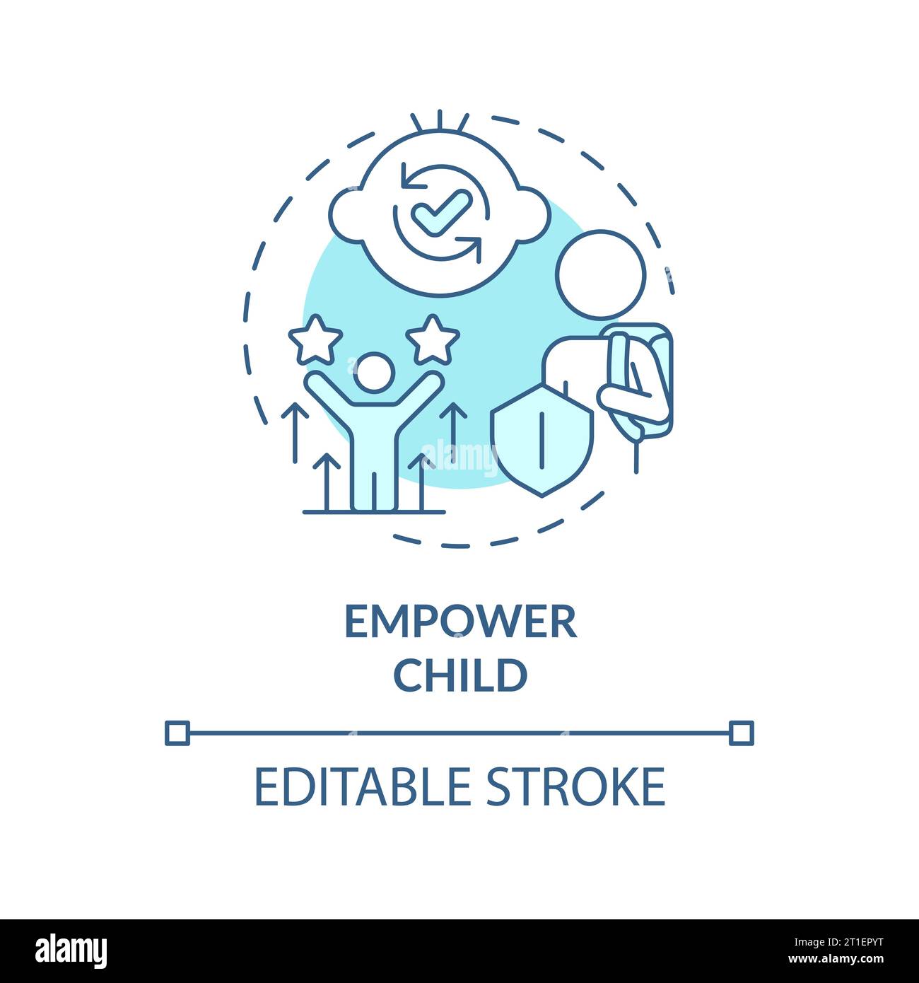 2D thin line blue icon empower child concept Stock Vector Image & Art ...