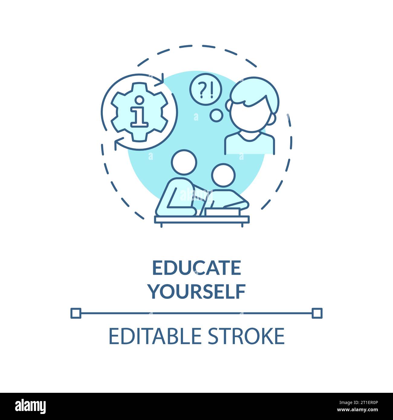 2D customizable thin line blue icon educate yourself concept Stock Vector Image & Art - Alamy