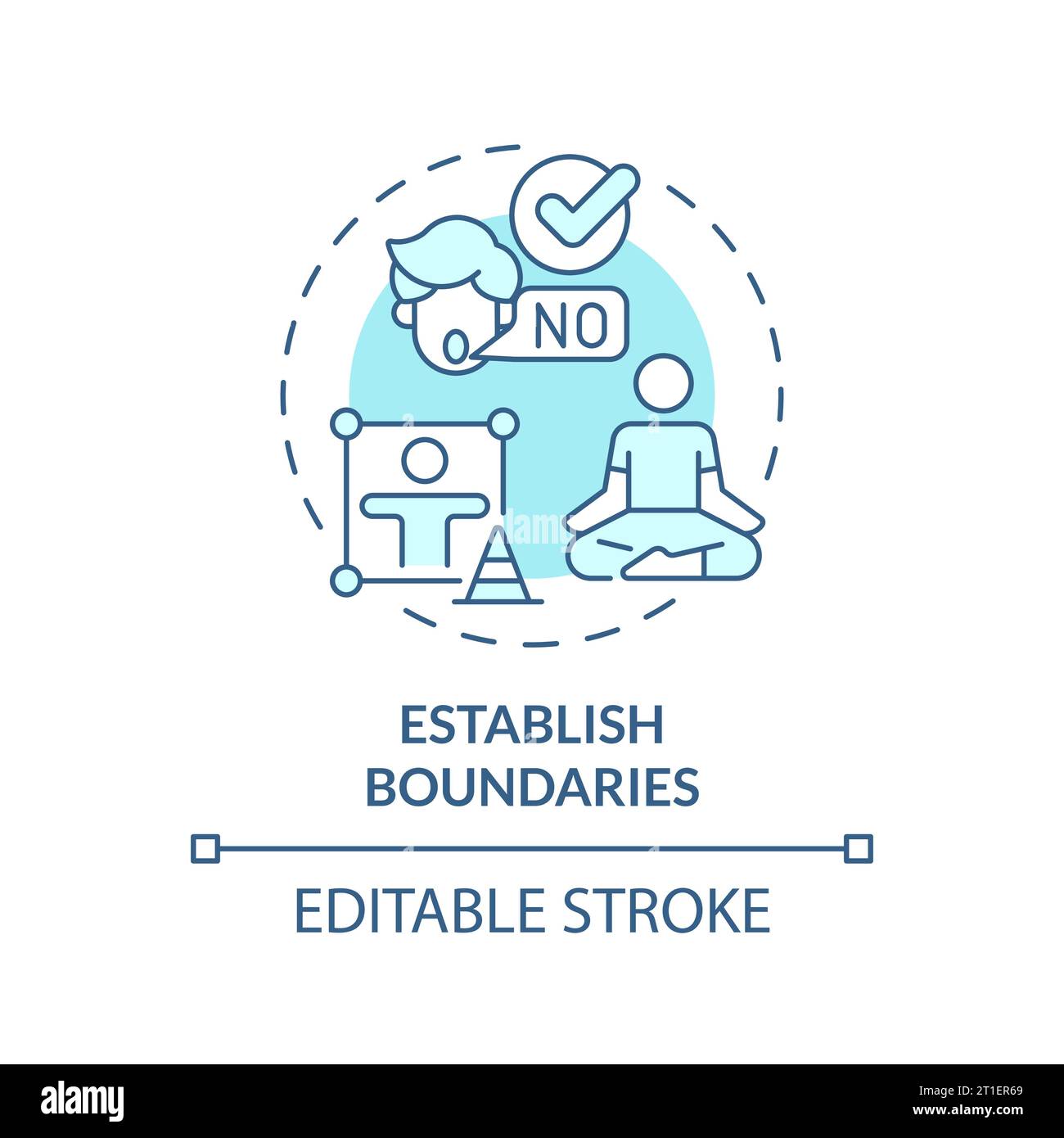 2D customizable thin line icon establish boundaries concept Stock ...