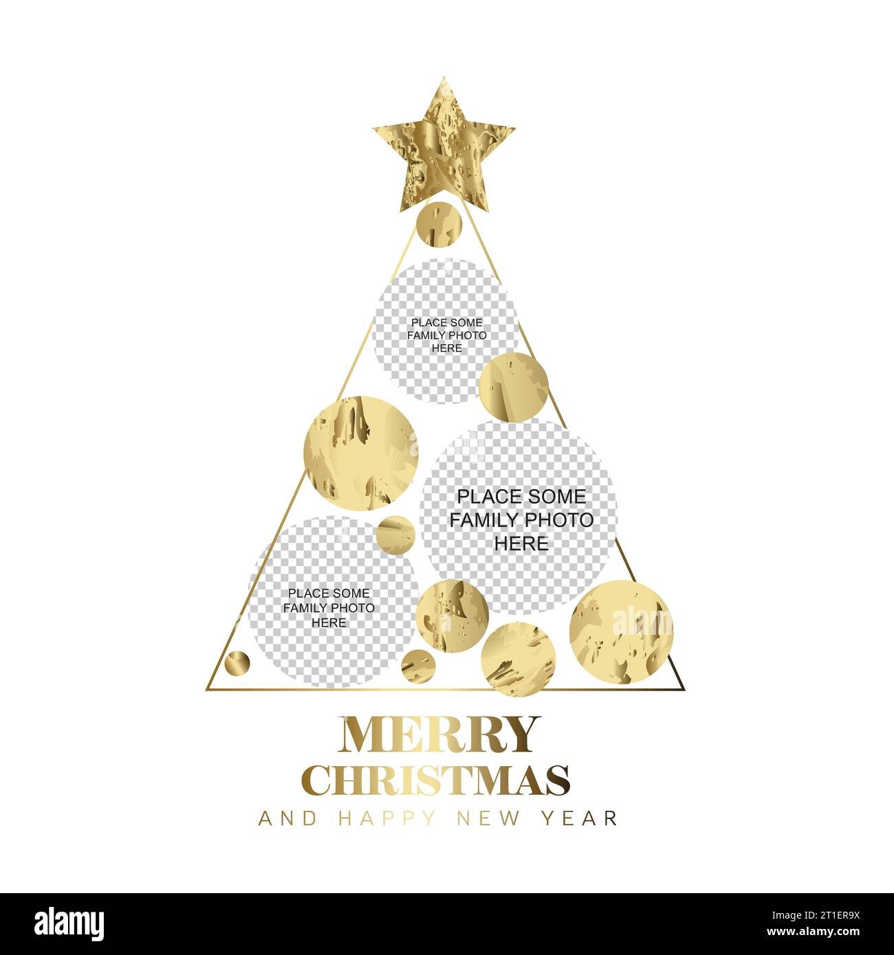 Customizable Christmas card with round family photo placeholders and ...