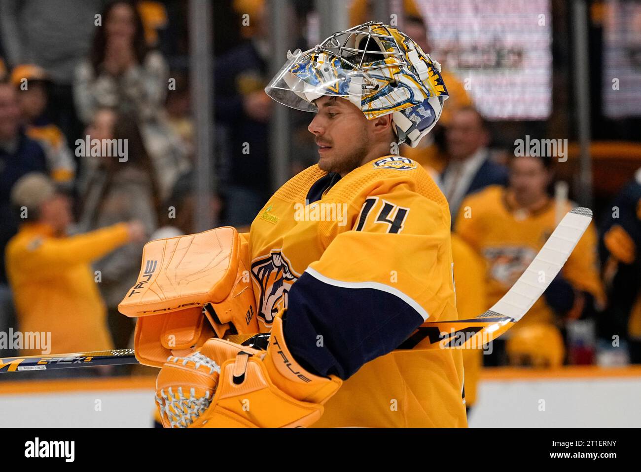 Nashville Predators goaltender Juuse Saros (74) plays against the ...
