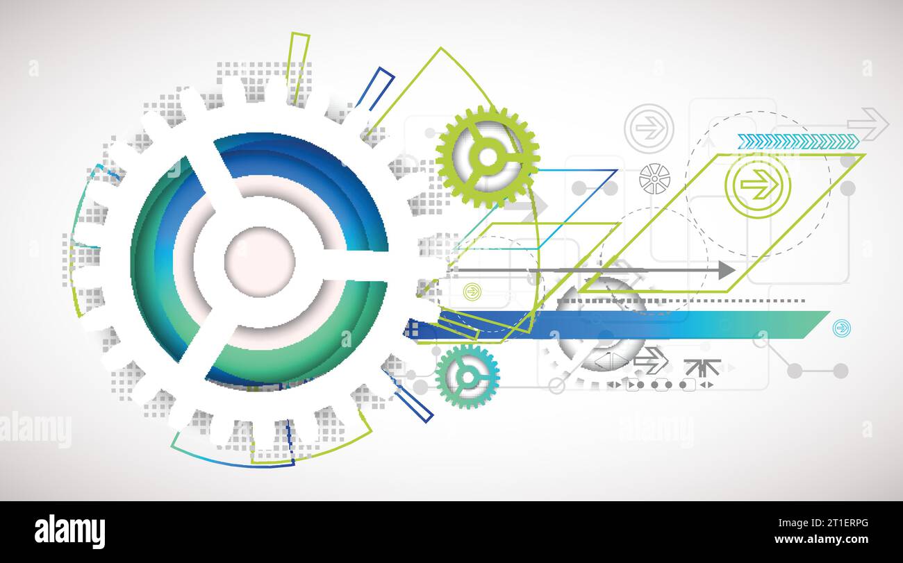 Abstract technological background with various technological elements ...