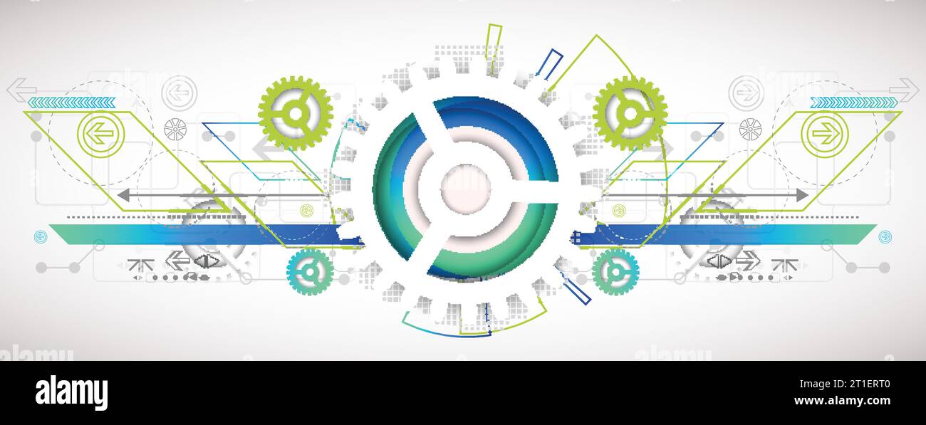 Abstract technological background with various technological elements ...