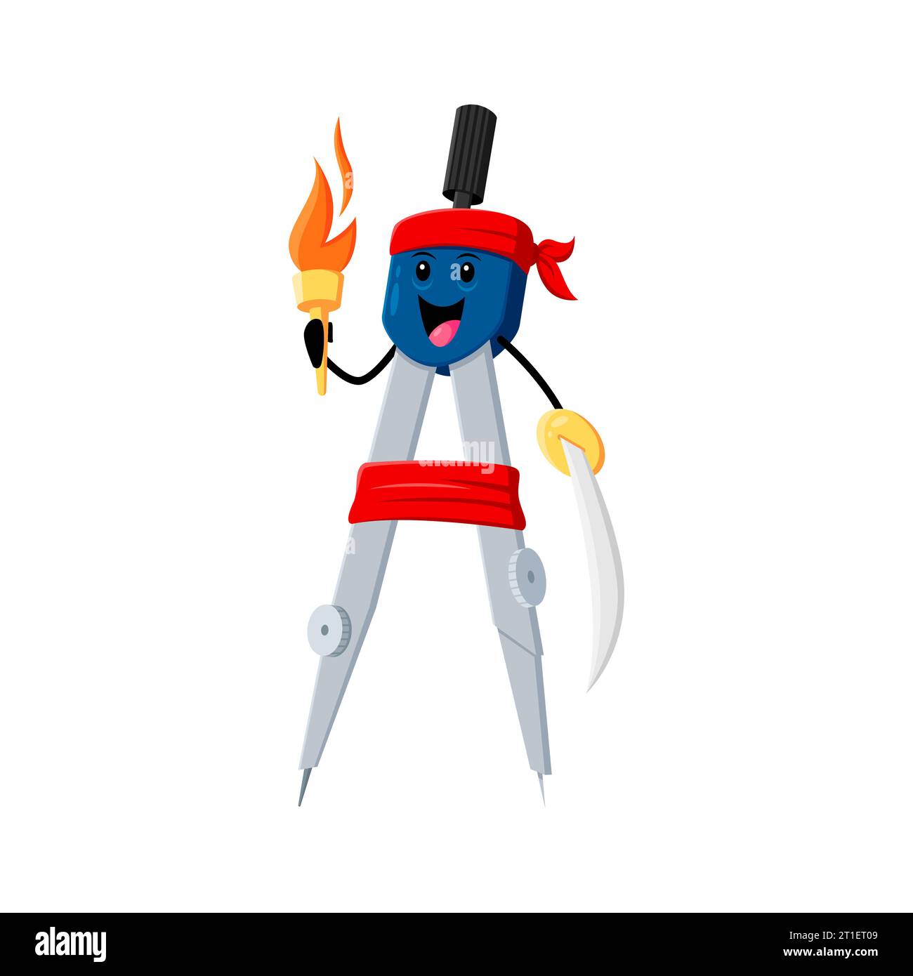 Cartoon compass or divider school supply pirate and corsair character ...
