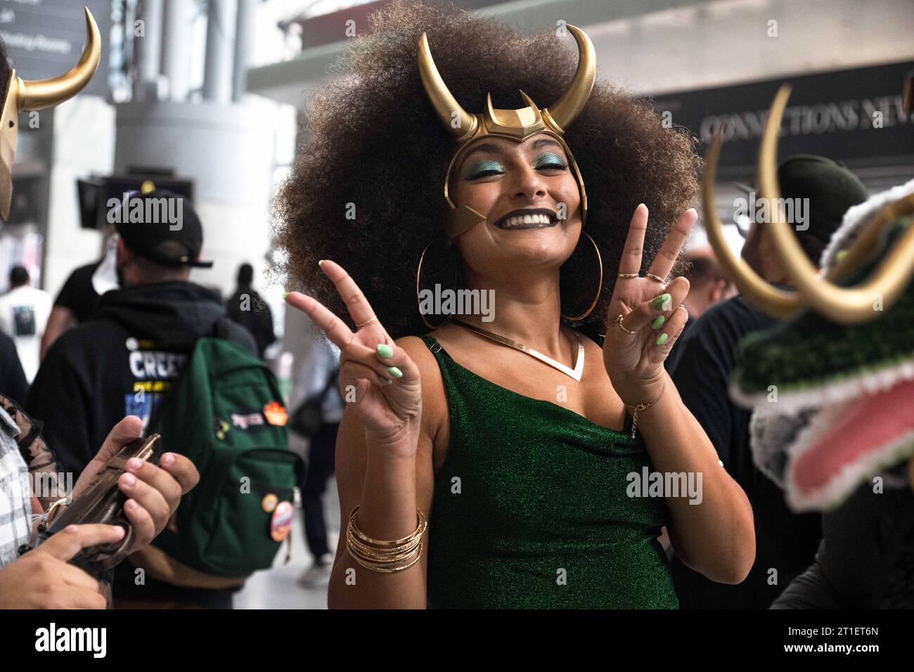 New York, New York, USA. 12th Oct, 2023. Cosplay participants gather at ...