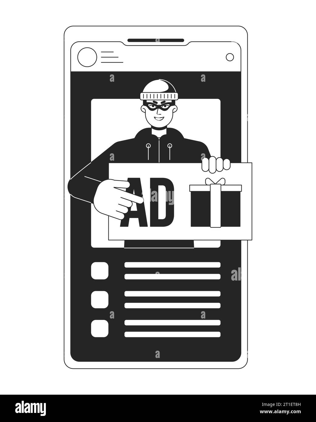 Advertising fraud bw concept vector spot illustration Stock Vector ...