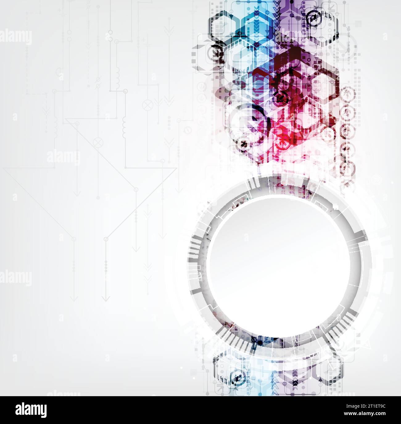 Abstract background with various technological elements. Vertical ...