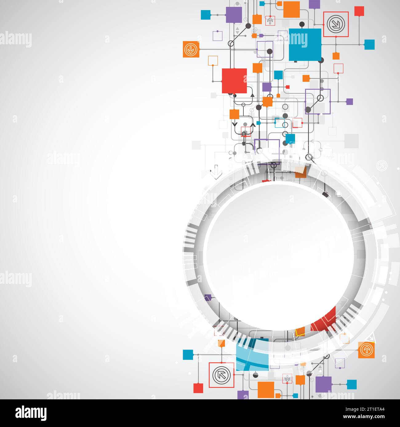 Abstract background with various technological elements. Vertical ...