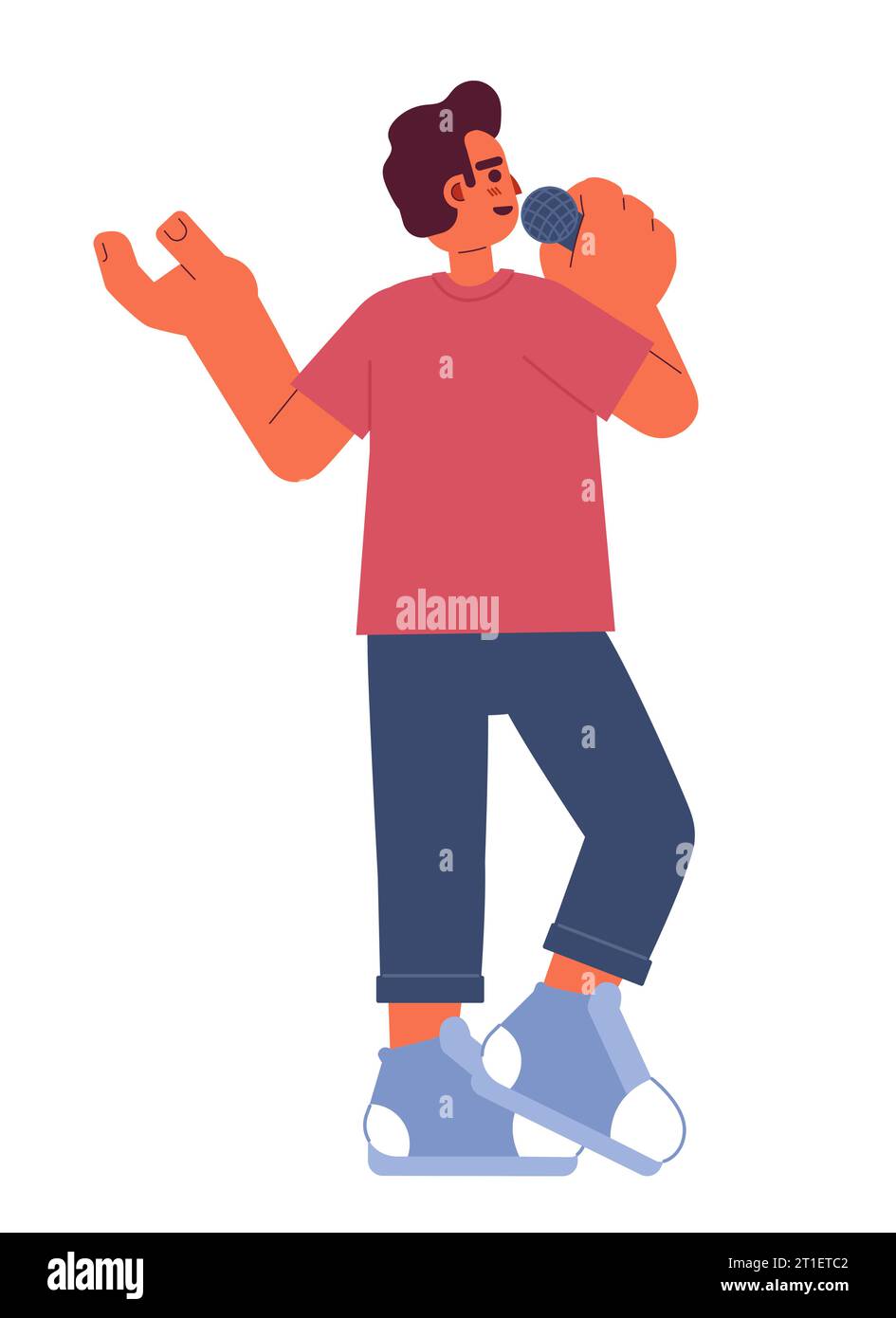 Hispanic adult man speaking into microphone 2D cartoon character Stock ...