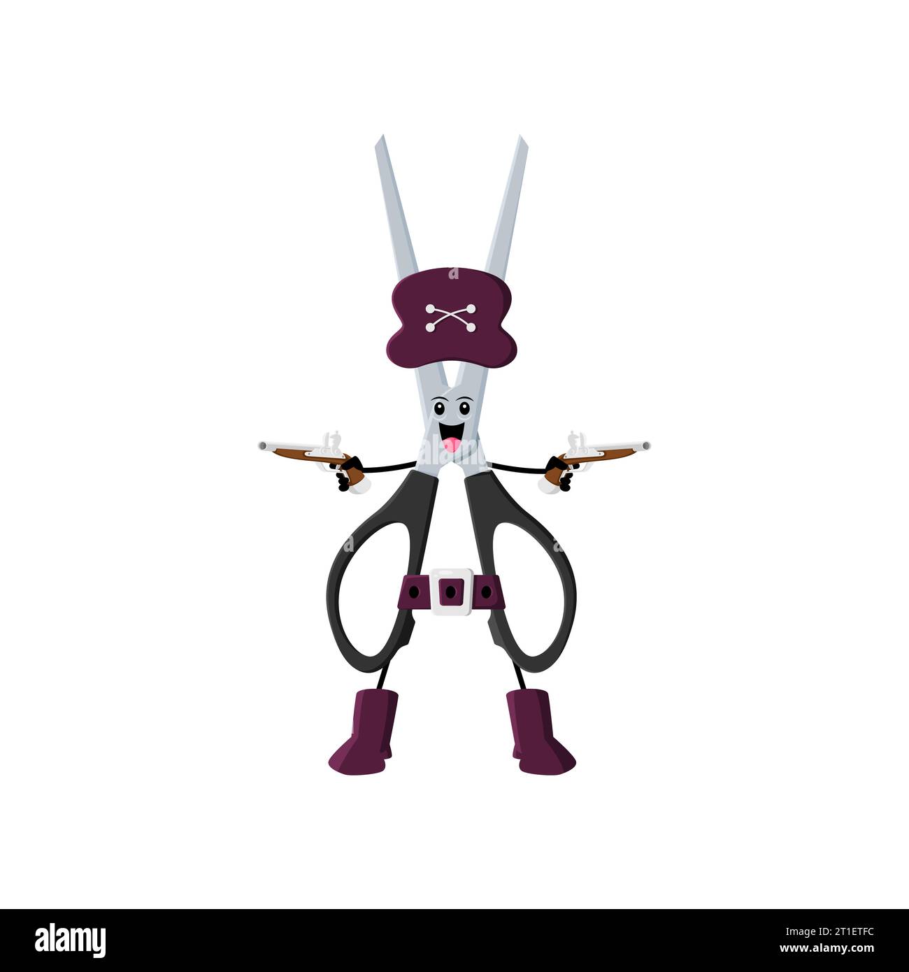 Cartoon scissors school supply pirate corsair character wielding ...