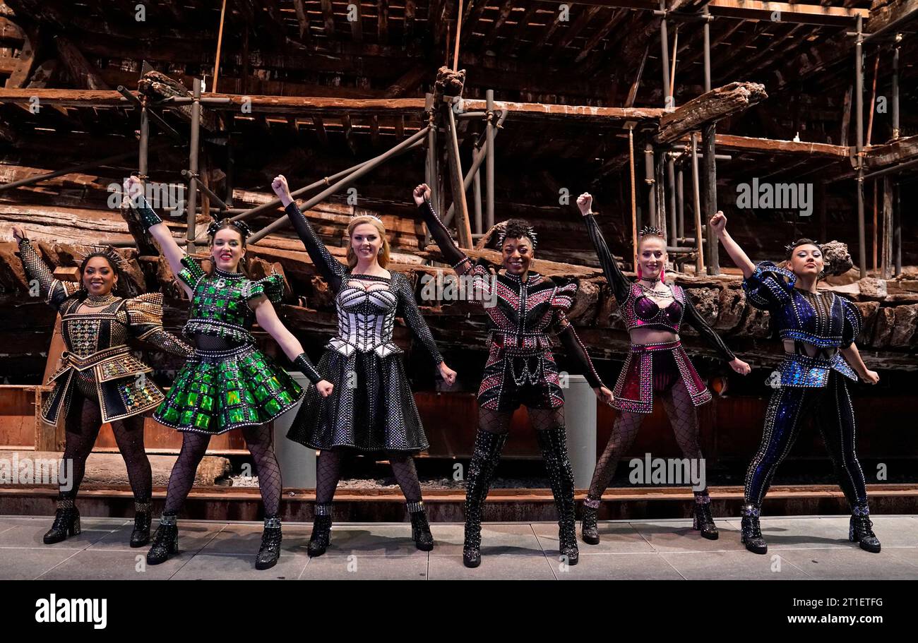 The cast of the musical Six at Henry VIII's warship, The Mary Rose, at ...