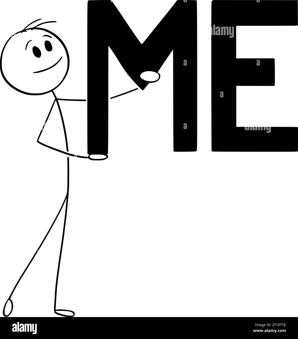 My Ego and Me, Vector Cartoon Stick Figure Illustration Stock Vector ...
