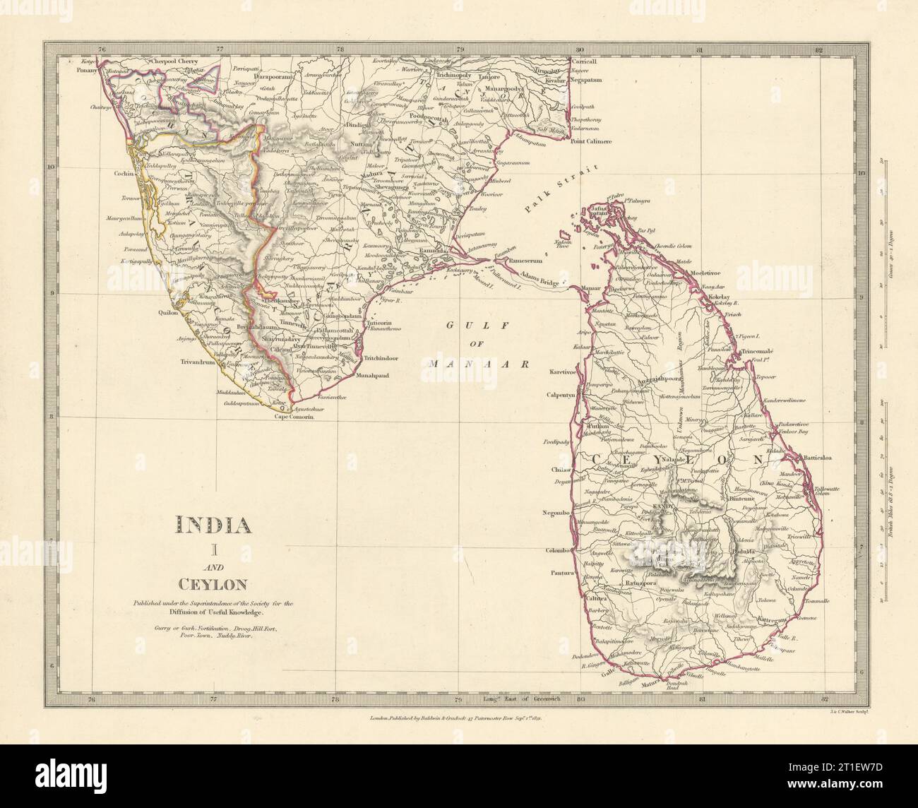 SOUTH INDIA & CEYLON (SRI LANKA) . Carnatic Travancore Kochi. SDUK 1844 ...
