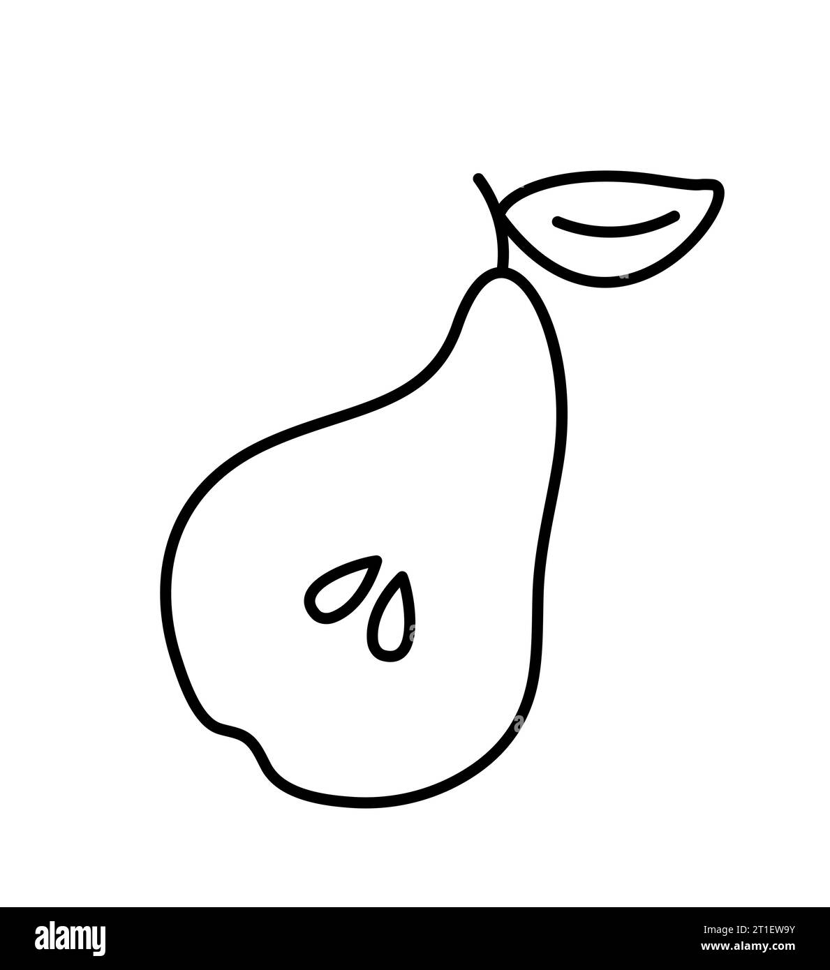 Half of Pear hand drawn line icon, outline fruit vector sign, linear ...