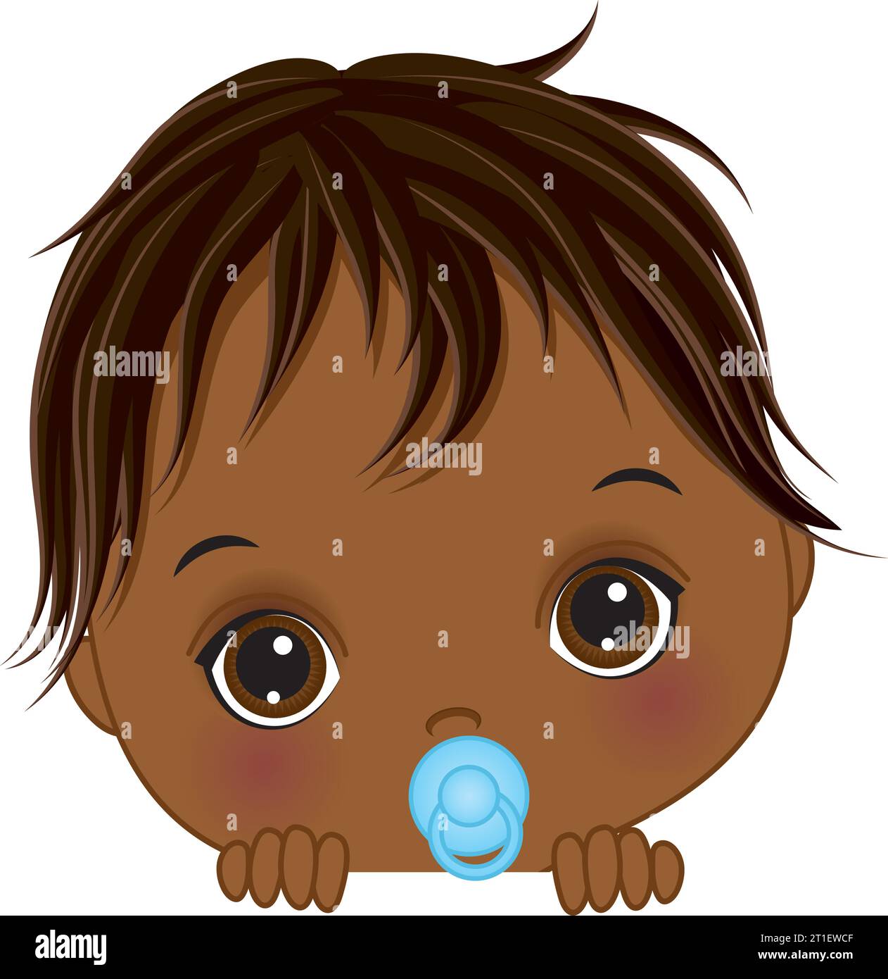 Cute African American Baby Boy Playing Peekaboo. Vector Peek a Boo ...