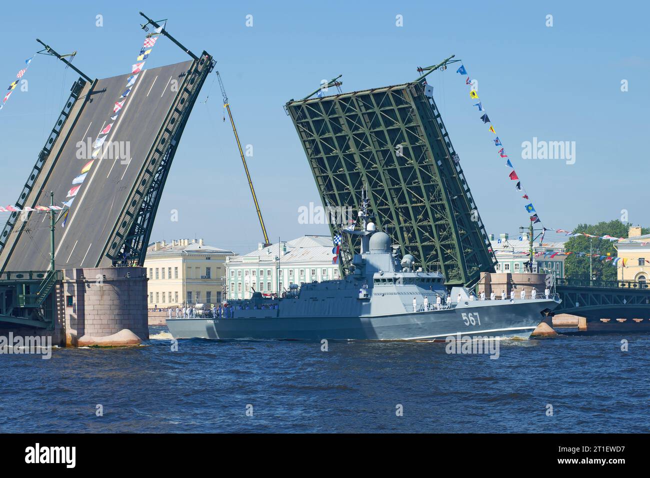 SAINT-PETERSBURG, RUSSIA - JULY 29, 2018: The small rocket ship "Uragan ...