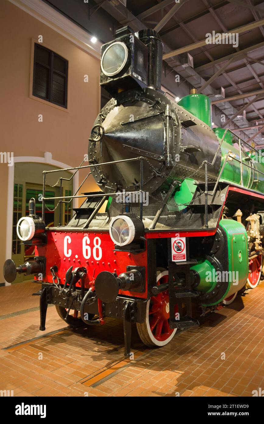SAINT-PETERSBURG, RUSSIA - AUG. 16, 2018: Front part of a steam ...