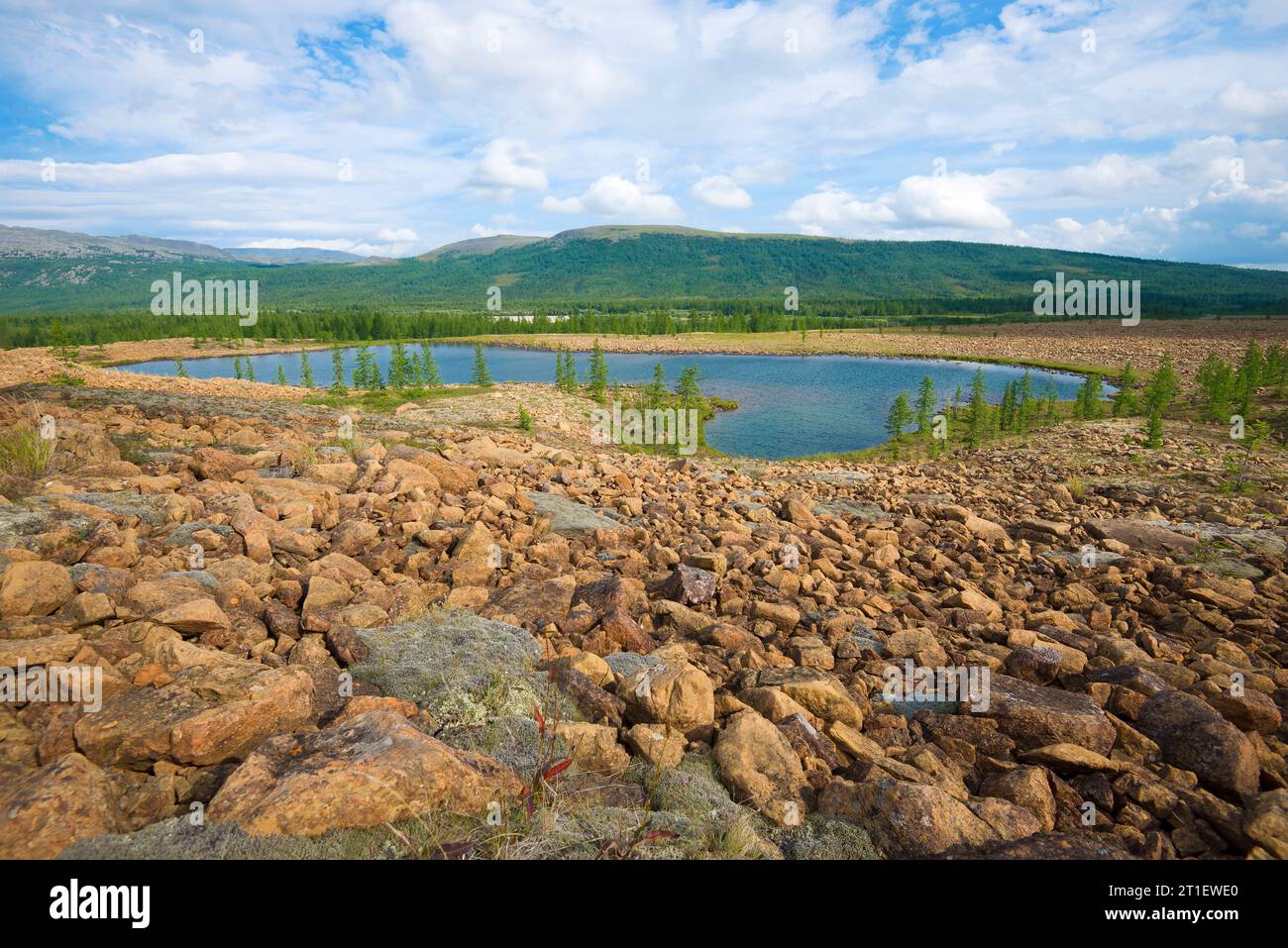 The mountain lake in the neighborhood of the river Sob. Polar Ural ...