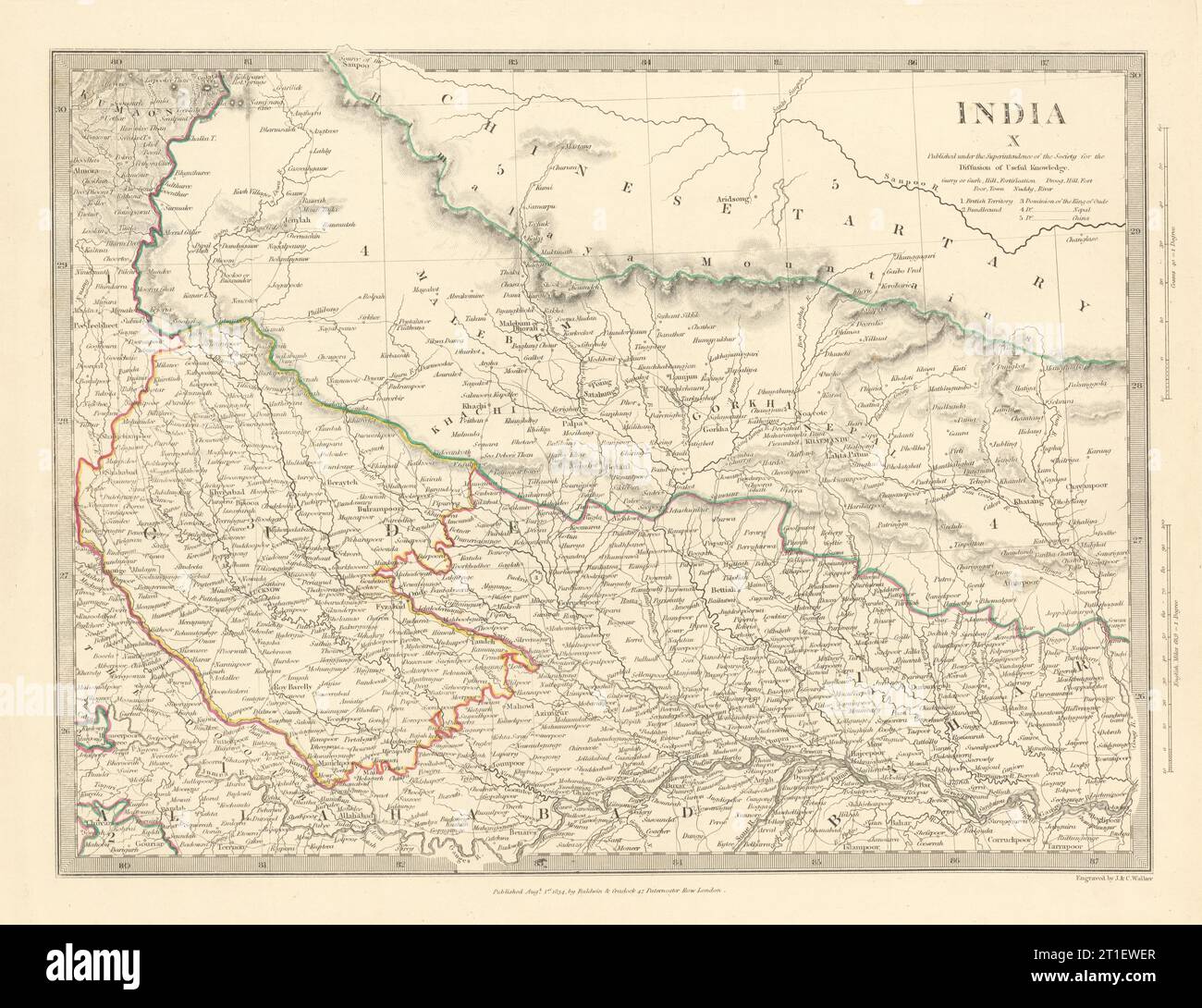 NEPAL AND NORTHERN INDIA. Oude (Awadh) to Allahabad. Gorkha. SDUK 1844 ...