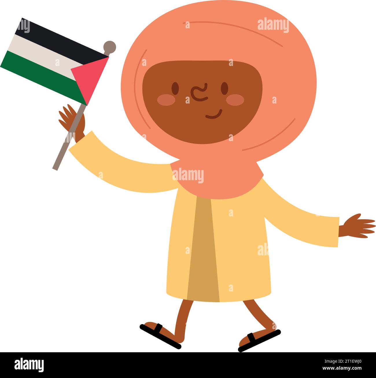 palestine woman walking with flag character Stock Vector Image & Art ...