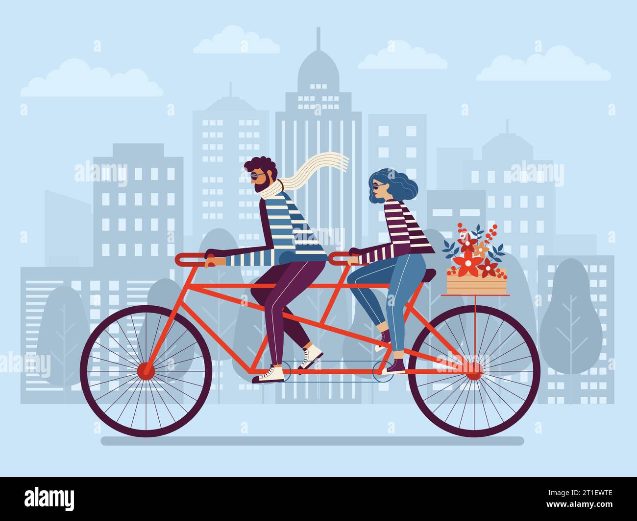 People Riding Tandem Bicycle Together in City Stock Vector Image & Art - Alamy