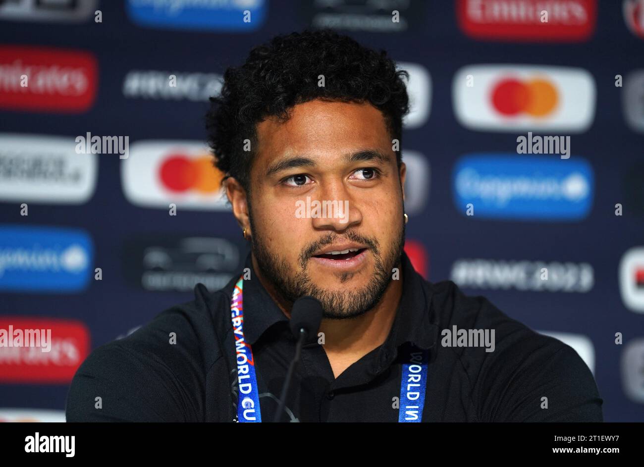 New Zealand's Leicester Fainga'anuku during the press conference at the ...