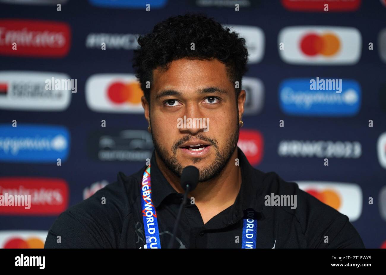 New Zealand's Leicester Fainga'anuku during the press conference at the ...