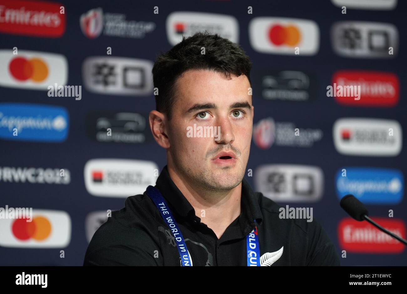 New Zealand's Will Jordan during the press conference at the Stade de ...