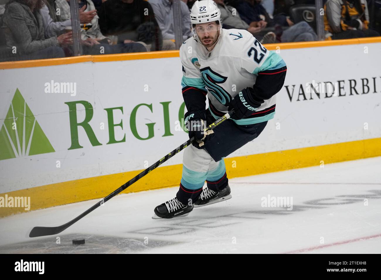 Seattle Kraken right wing Oliver Bjorkstrand (22) plays against the ...